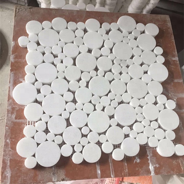 Buy Greece Thassos White Marble Bubble Round Mosaic Tile Penny Round ...