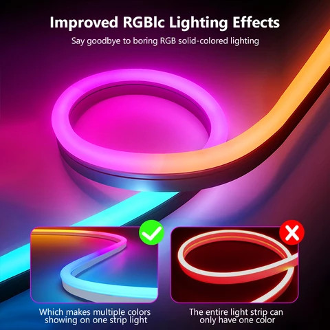 Buy Hot Sale Rgbic Led Neon Rope Lights Flexible Flexible Strip Lights ...
