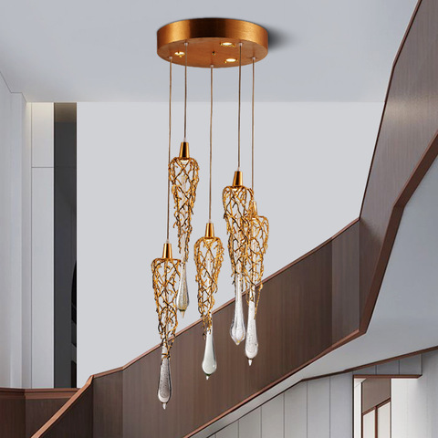 Buy Luxury Home Lighting New Creative Copper Branch Chandelier Stair ...
