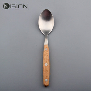 Buy Natural Wood Wooden Rivet Handle Stainless Steel Cutlery Flatware ...
