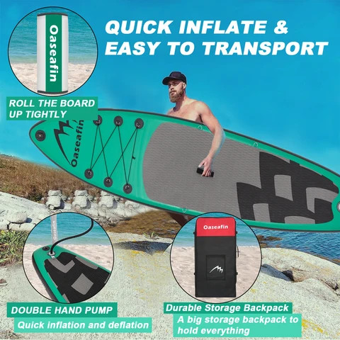 Buy Oaseafin Beginner-level Inflatable Stand Up Green Paddle Board Drop ...