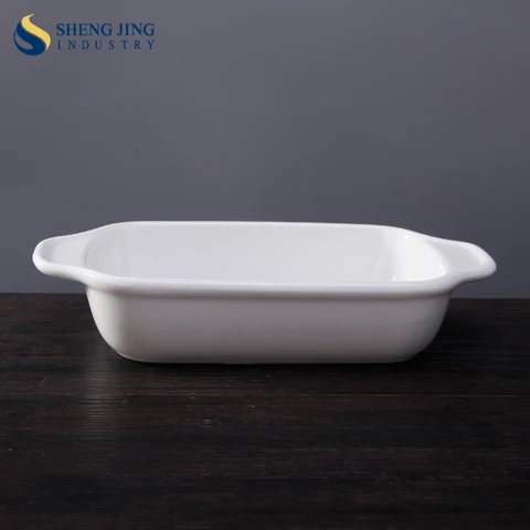Buy Oven Heat Resistant White Ceramic Pie Plate 465ml Rectangle Baking ...