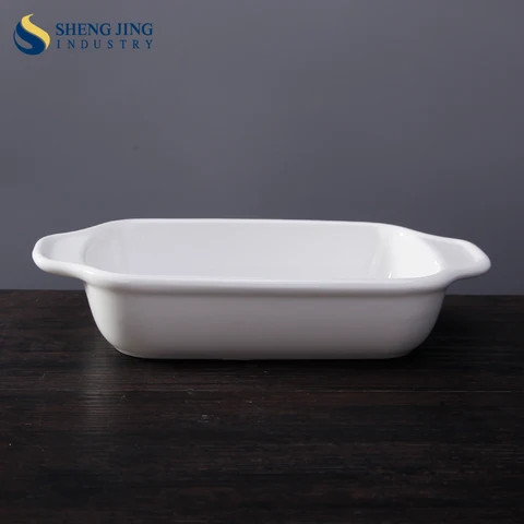 Buy Oven Heat Resistant White Ceramic Pie Plate 465ml Rectangle Baking ...