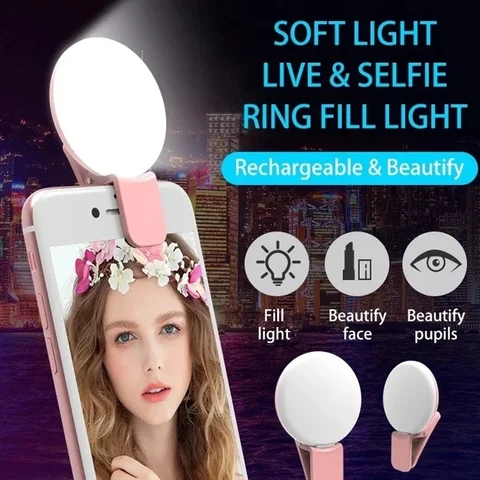 Buy Rechargeable Live Filling Lamp Mini Portable Selfie Ring Light Pour ...