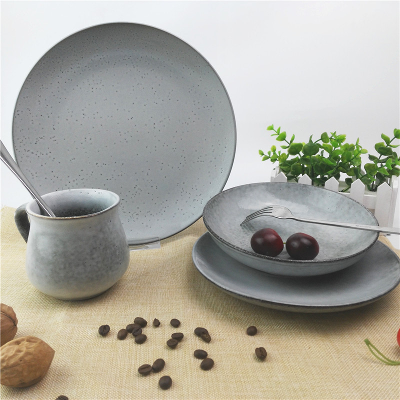 Buy Stoneware Two Tone Color Glazed Reactive Glaze Ceramic Dinner ...