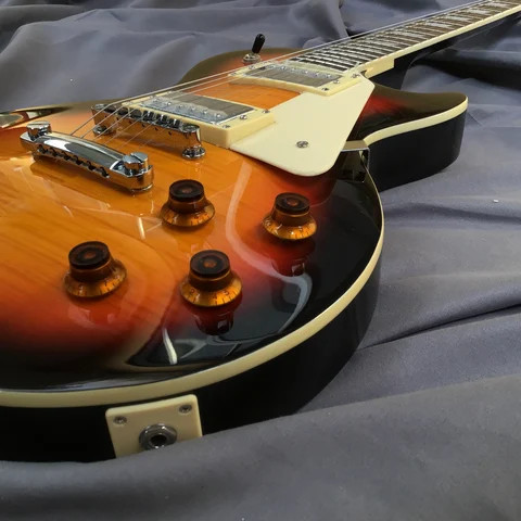 Buy Sunburst Lp Electric Guitar Hh Pickups Mahogany Body Solid Wood 6 ...