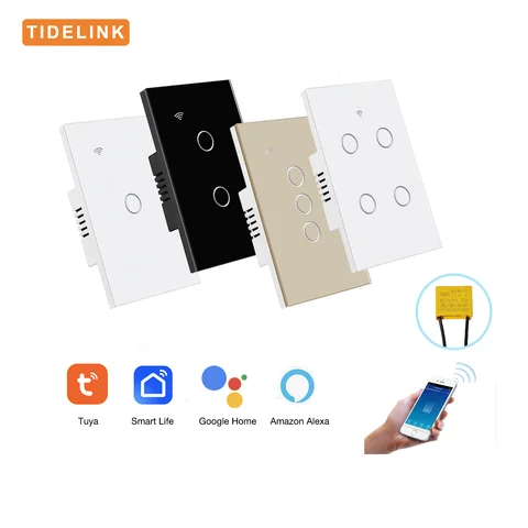 Buy Tidelink Wifi Wall Touch Light Switch Glass Electrical Wireless 1/2 ...