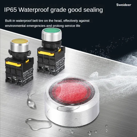 Buy Waterproof Button Switch With Led 22mm Momentary Reset Self Locking ...