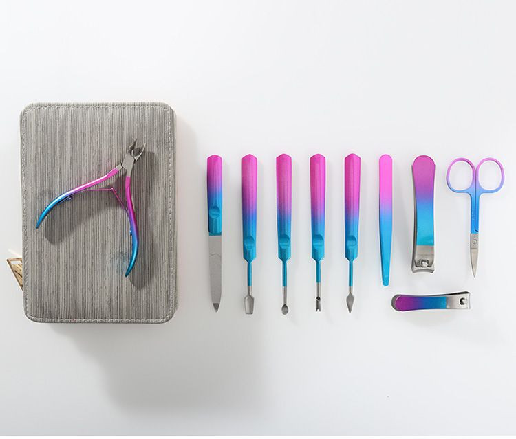 Buy 10pcs Blue Purple Manicure Set Grooming Set Nail Trimming Set from ...