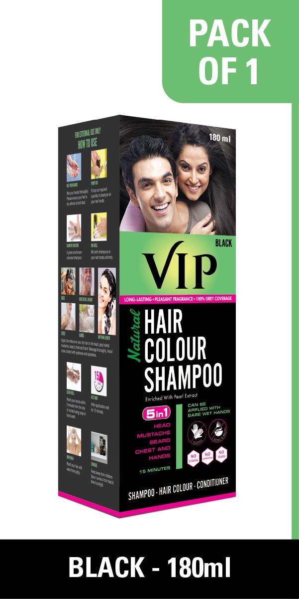 Buy Vip Hair Color Shampoo 180ml Black from Buy Happy marketing LLP ...