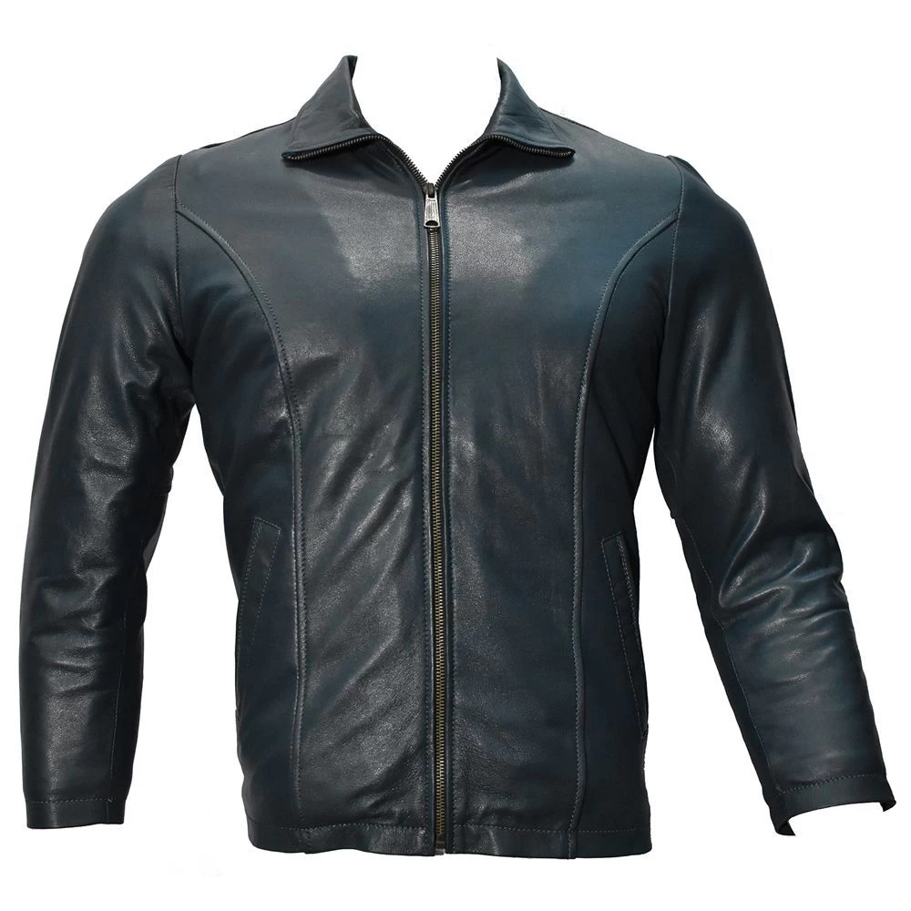 Buy Dark Blue Leather Jackets from Texcher International, Pakistan ...