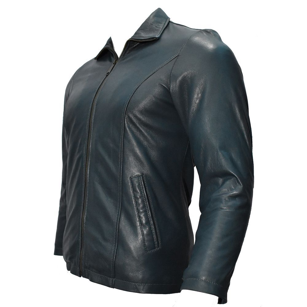 Buy Dark Blue Leather Jackets from Texcher International, Pakistan ...
