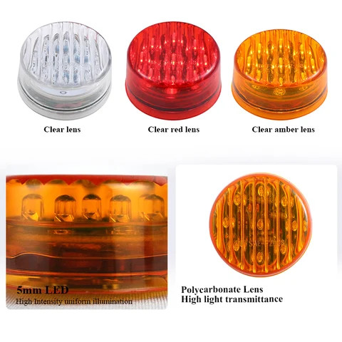 Buy 2 Inch Led Round 12v 24v Clearance Side Marker Light For Truck ...