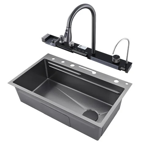 Buy Black Stainless Steel Smart Kitchen Sink Nano Stainless Steel Hand ...