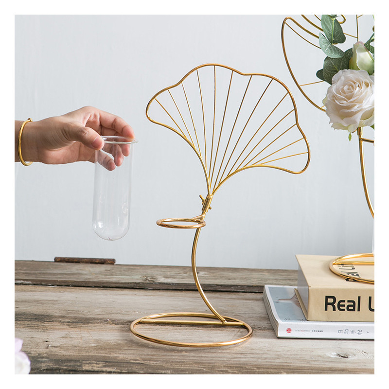 Buy Desktop Glass Vase With Metal Frame Modern Creative Hydroponic Vase ...