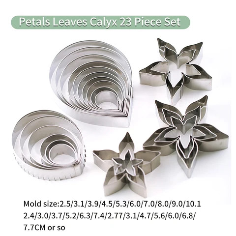 Buy Diy 23pcs Stainless Steel Die-cutting Rose Mold Cake Baking Mold ...
