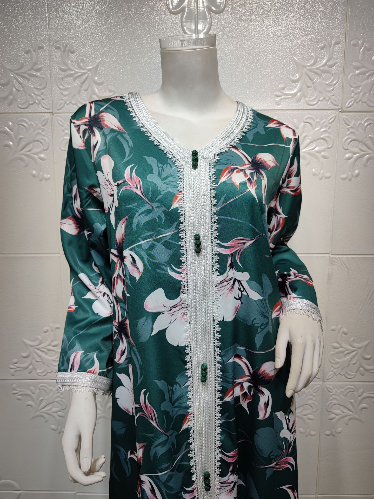 Buy Dubai Dresses Floral Saree Islamic Clothing Embroidered Jalabiya ...