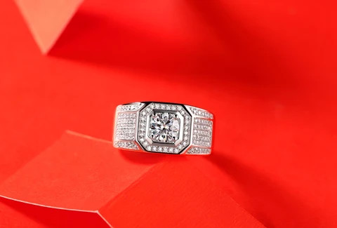 Buy Factory Price Full Diamond Ring 18k Gold Plated S925 1ct Moissanite ...