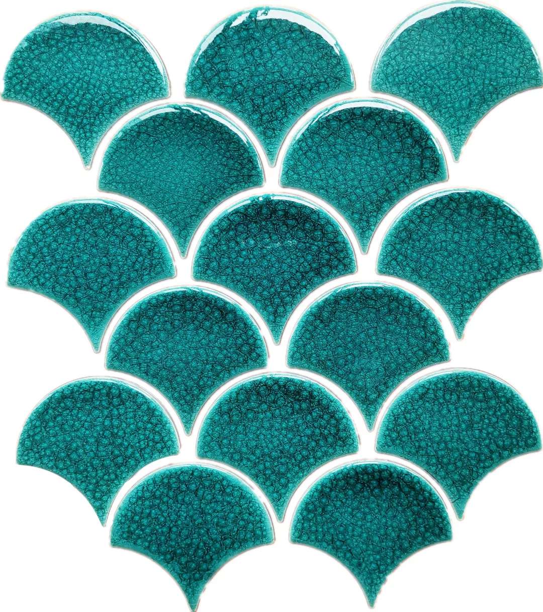 Buy Fan Shape Fish Scale Blue Ice Cracked Ceramic Mosaic For Swimming ...