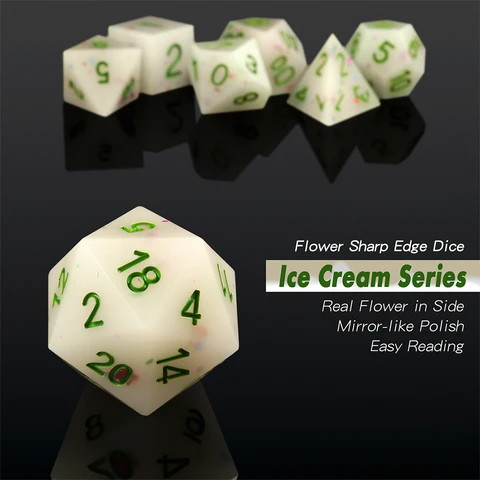 Buy Ice Cream Sharp Dice Set Dnd 7pcs Resin D&d Dice D4 D6 D8 D10 D12 ...