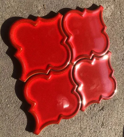 Buy Red Big Lantern Ceramic Glazed Porcelain Indoor Wall Tiles Handmade ...