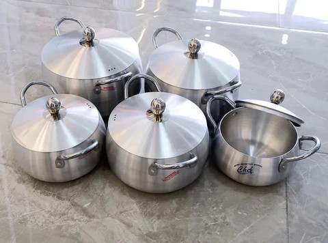 Buy Sanding Belly Shape Pot Set Soup Pot Induction Aluminum Pot Set ...