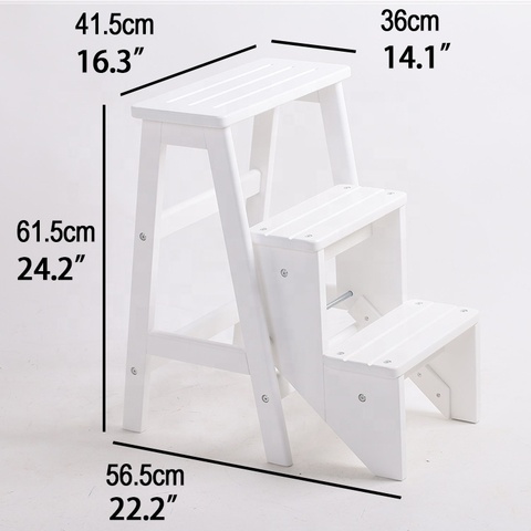 Buy Solid Wood 3 Tier Step Stool Folding Wooden Ladder Bench Chair ...