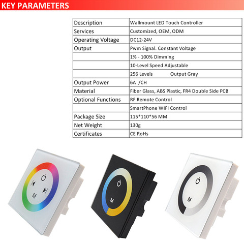 Buy Wallmount Led Controller Custom 12v 24v Rgb Rgbw Strips Rf Remote ...