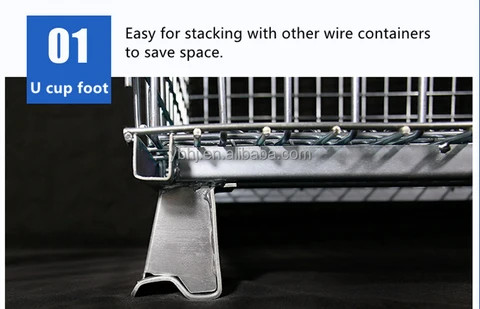 Buy Warehouse Wire Mesh Cages Foldable Galvanized Portable Storage ...