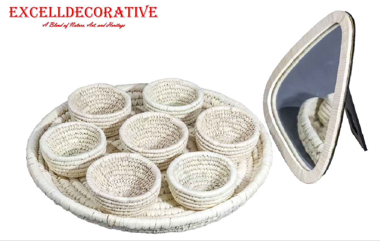 Buy Rock Mirror & 7 Handmade Woven Set – H-2585 from Excell Innovative ...