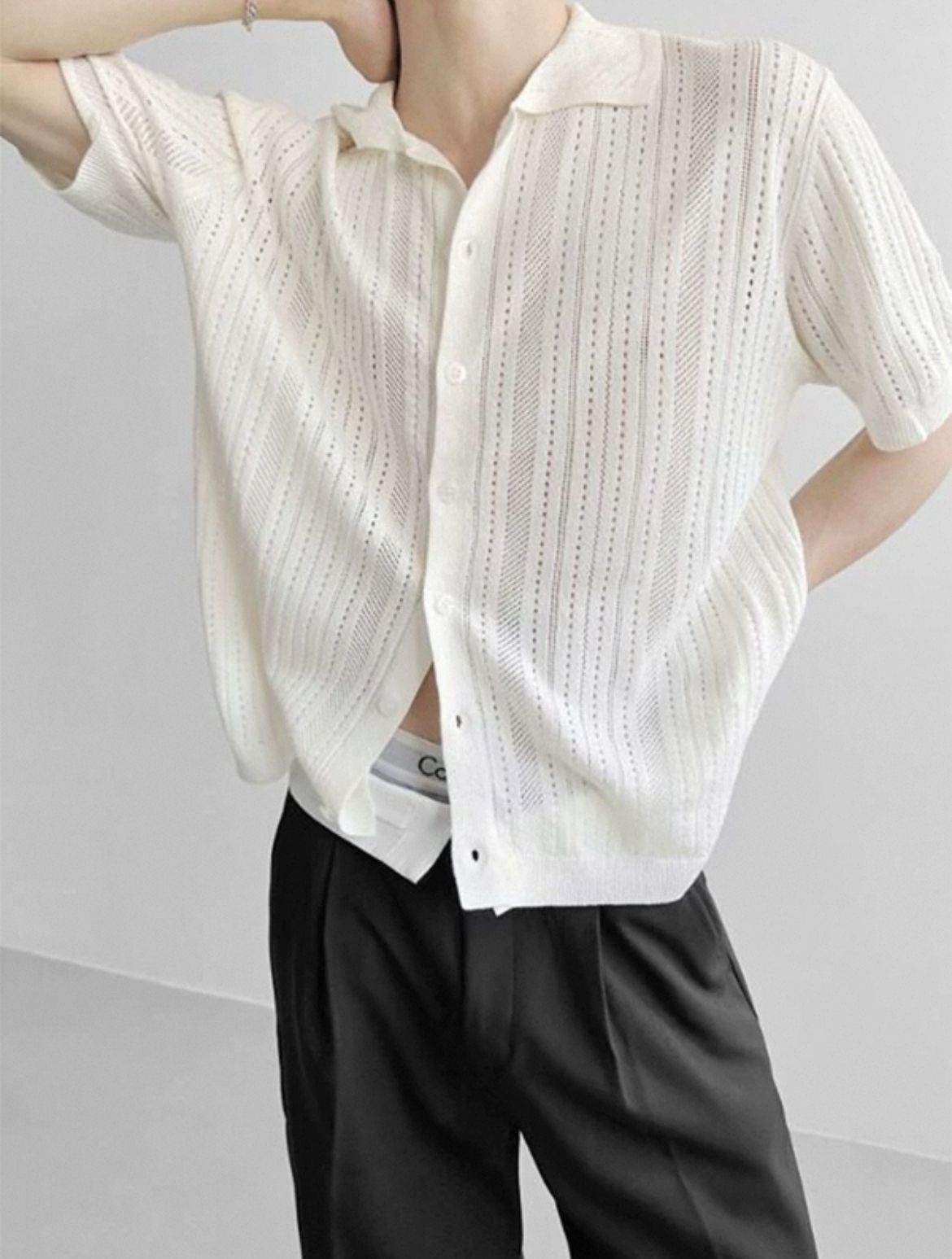 Buy American Retro Cut-out Square Neck Short-sleeved Knit Sweater Chic ...