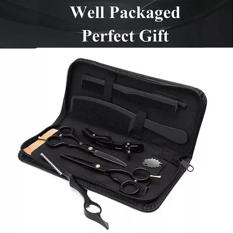 Buy Barber Hair Dressing Kit Razer Thinning Cutting Scissor Comb Set Barber Black Color Coated ...