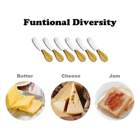 Buy Cheese Spreaders With Bamboo Handle 5 Inch Stainless Steel Butter ...