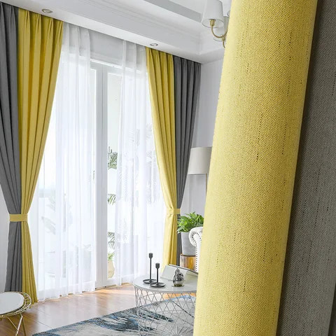 Buy Full Shading, Simple Double Layer Curtains, Fabric Relief ...