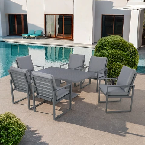 Buy Modern Design Cast Iron Dining Table And Chairs Set Aluminum ...