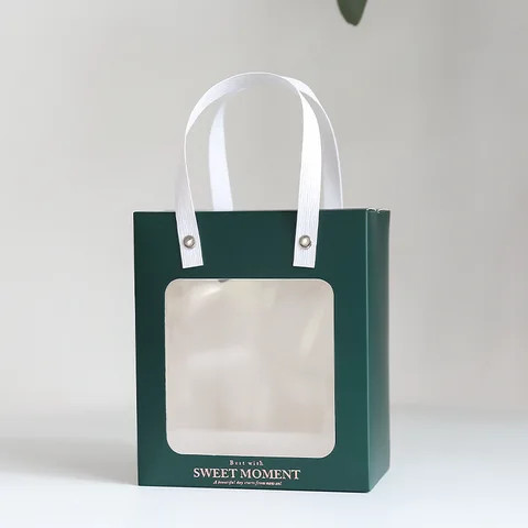 Buy Open Window Transparent Kraft Paper Hand Bags Souvenirs Gift Tote ...