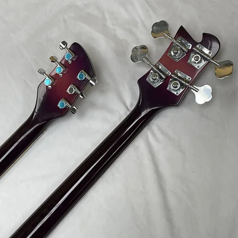 Buy R-brand Double Neck Electric Bass 4+6 Strings Red Chrome Hardware ...