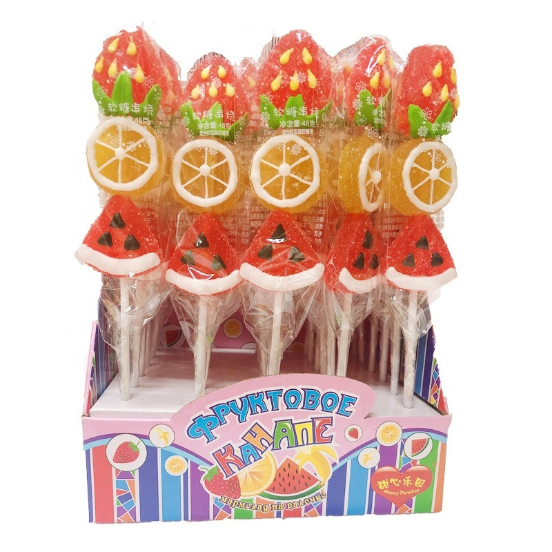 Buy 48g Long Stick Assorted Fruit Shaped Candy Sticks Mix Fruit Soft ...