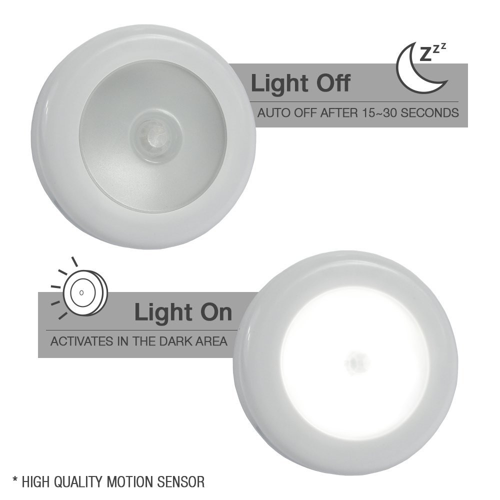 Buy Cool Warm White Wall Puck Light Under Cabinet Lighting Magnetic Motion Sensor Night Light ...