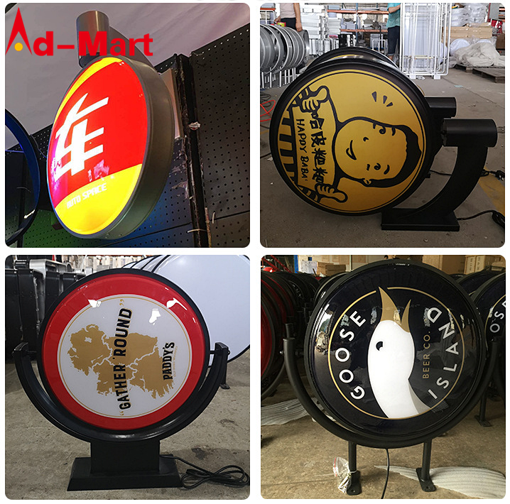 Buy Digital Flex Advertising Sign Board Signs Lightbox Round Led Double Sided Acrylic Round ...