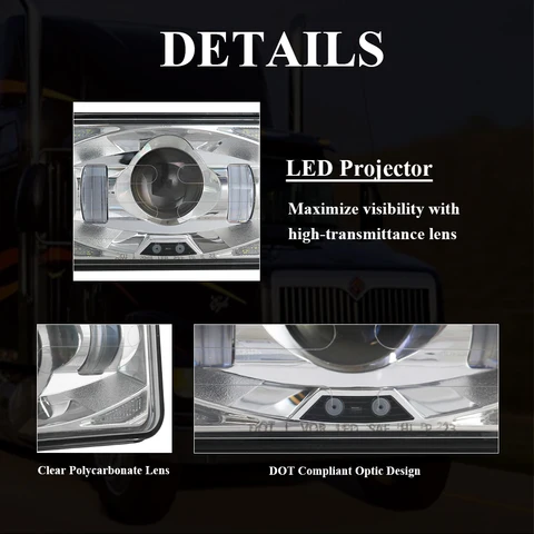 Buy Dot 4x6 Inch Led Heat Headlight Truck Sealed Beam 12v 24v Light ...