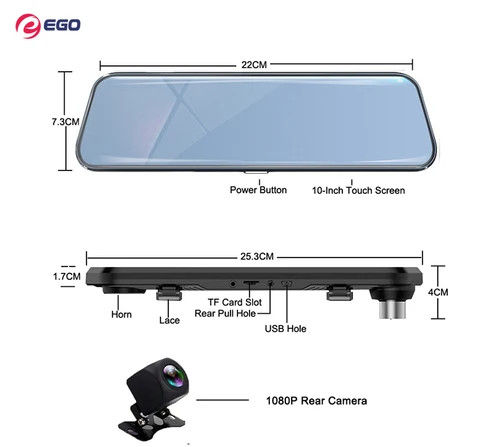 Buy Ego Hot 10-inchtouch Screen Dash Cam Dvr Driving Video Recorder ...