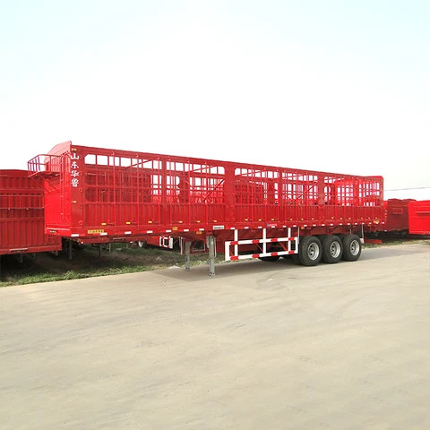 Buy High Load Capacity 3 Axles Fence Truck Trailers Cattle Transport ...