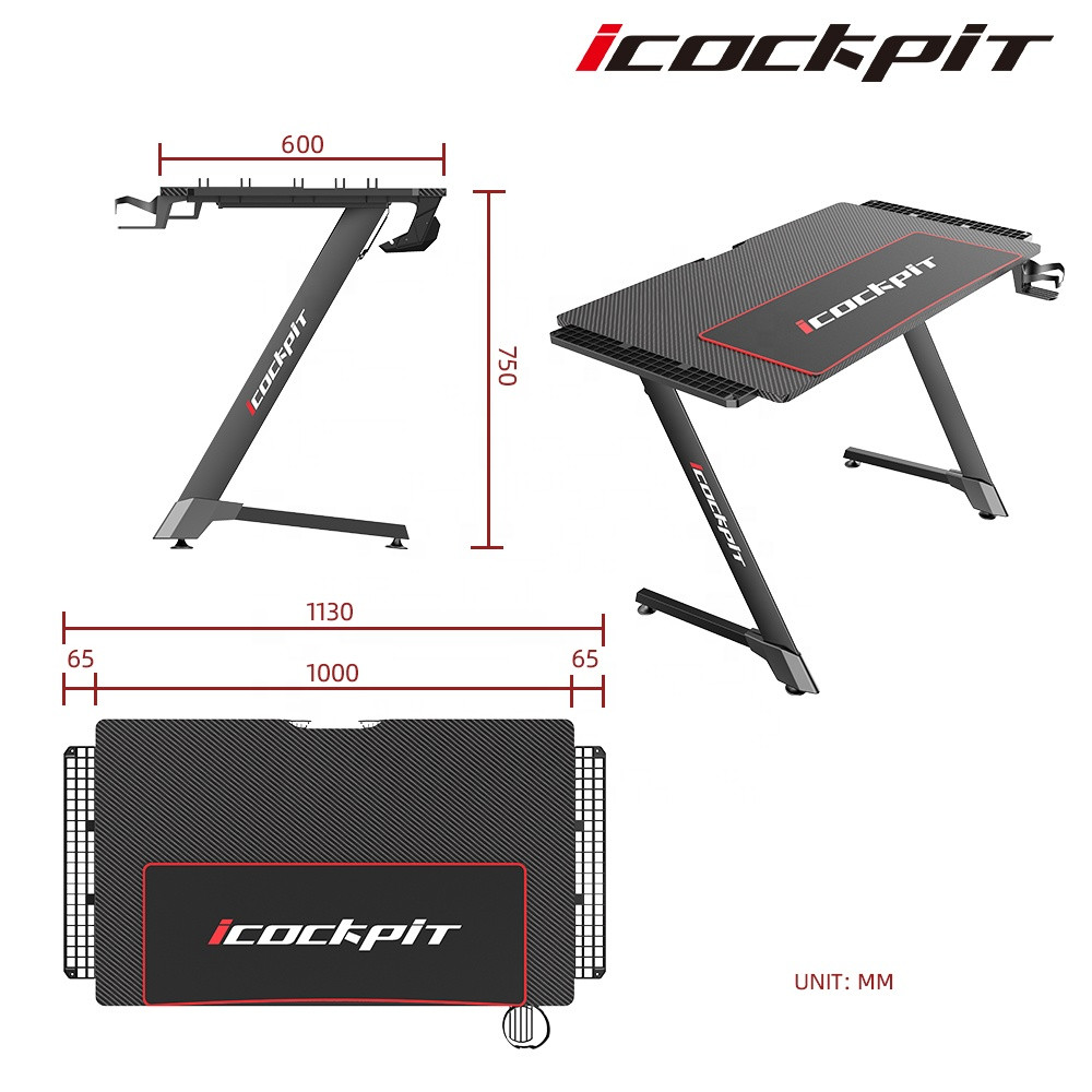 Buy Icockpit Home Office Ergonomic Carbon Fiber Texture Desktop ...
