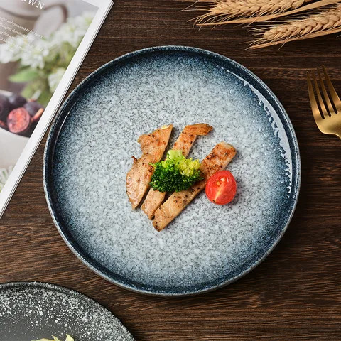 Buy Kitchen Steak Plates Sets Dinnerware Ceramic Round Dishes & Plates ...