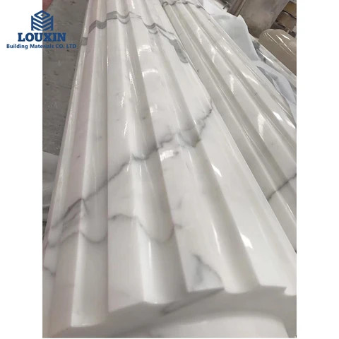 Buy Lx Luxury Italy Calacatta White Marble Columns Stone Marble Pillars ...