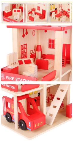 Buy Oem Role Play Fire Station Game Set For Kids Preschool Wooden ...