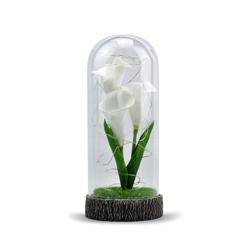Buy White Flower Led Light Glass Dome Resin Base For Decoration from ...