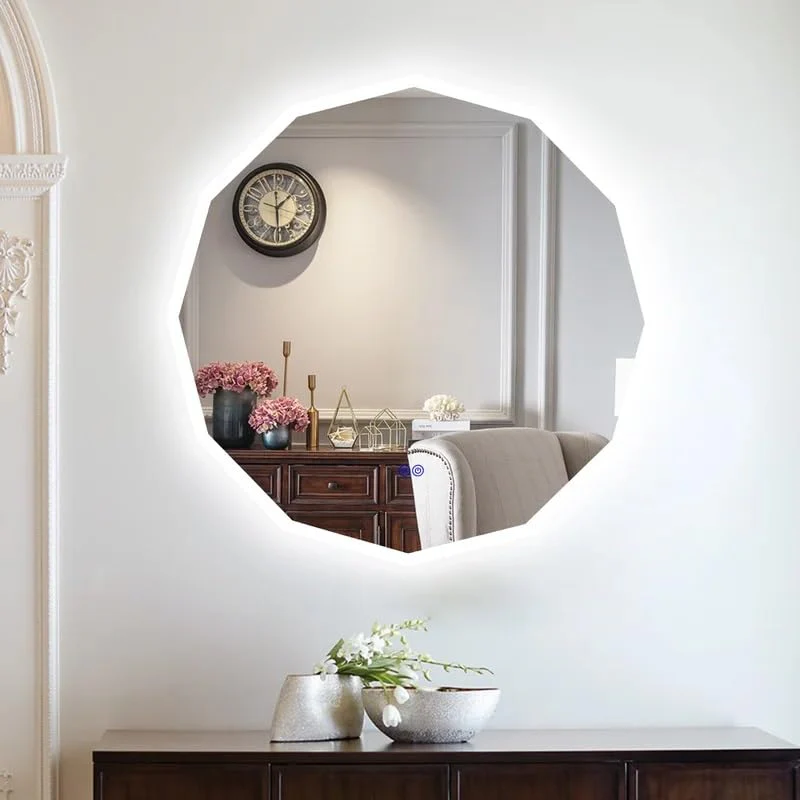 Buy Backlit Polygon Bathroom Mirror,led Illuminated Wall Mounted Vanity ...
