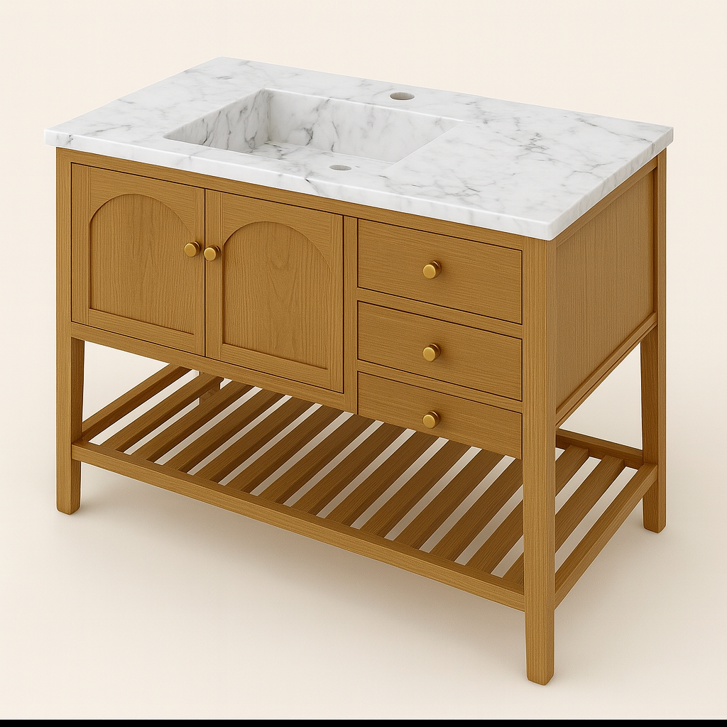Buy Custom Handmade Bathroom Vanity With Marble Top – Solid Wood ...